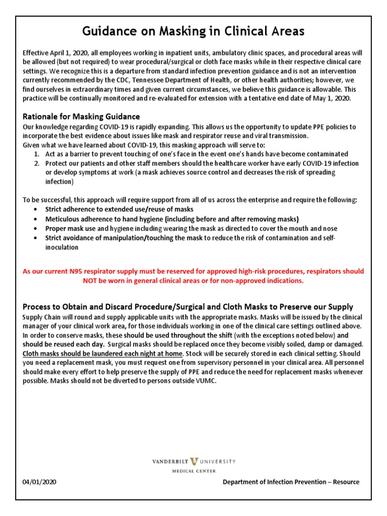 Universal Masking Guidance Detail 04012020 | PDF | Medical Humanities ...