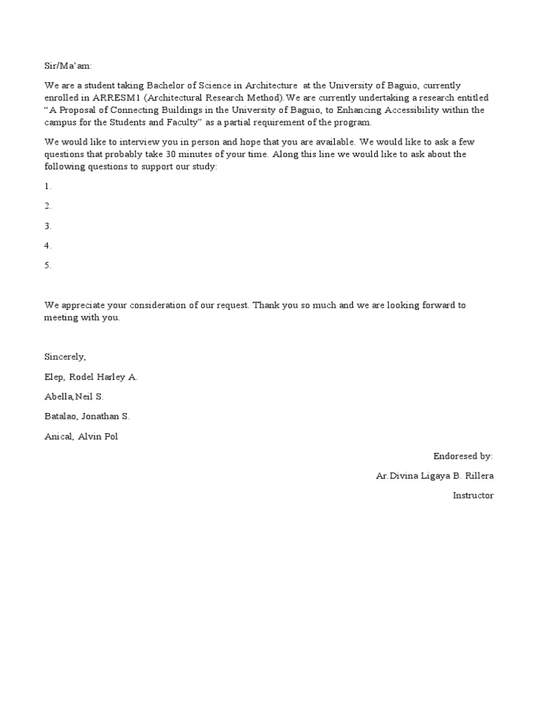 Request Letter For Interview Approval | PDF
