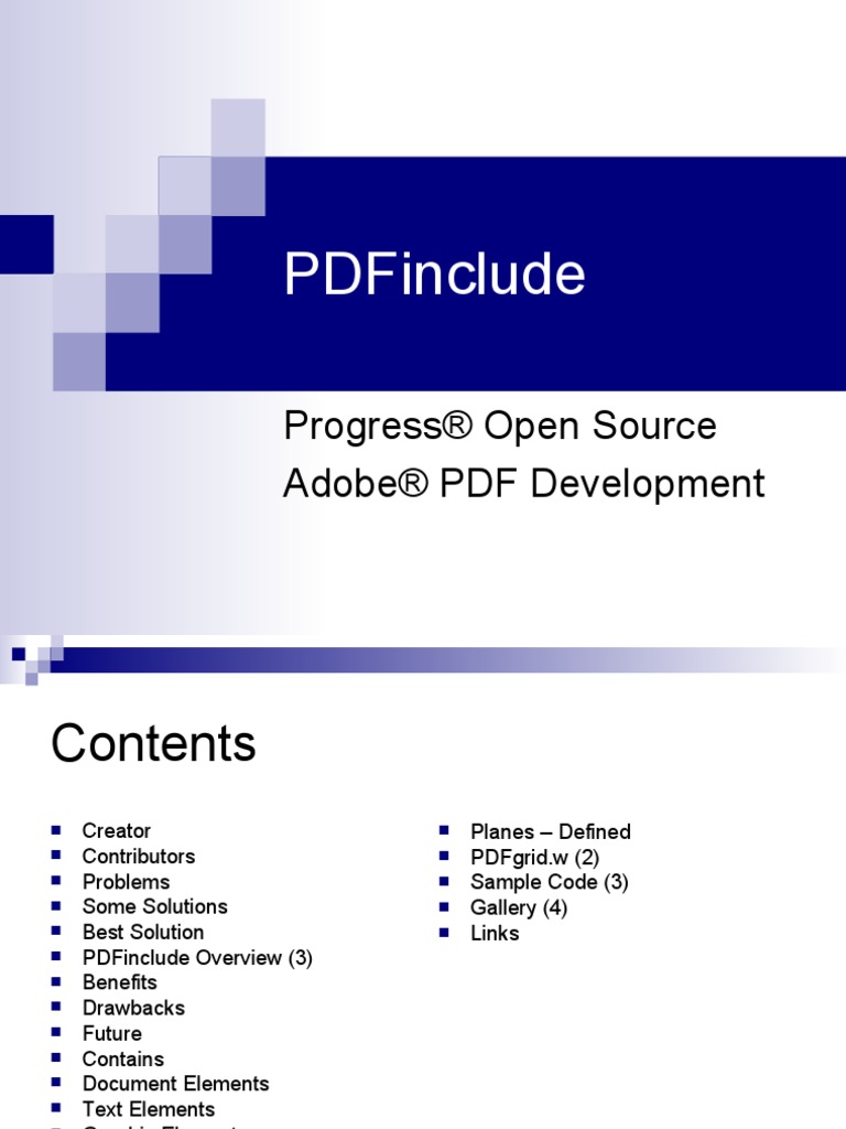 Pdfinclude: Progress® Open Source Adobe® PDF Development | PDF | Typefaces | Page Layout