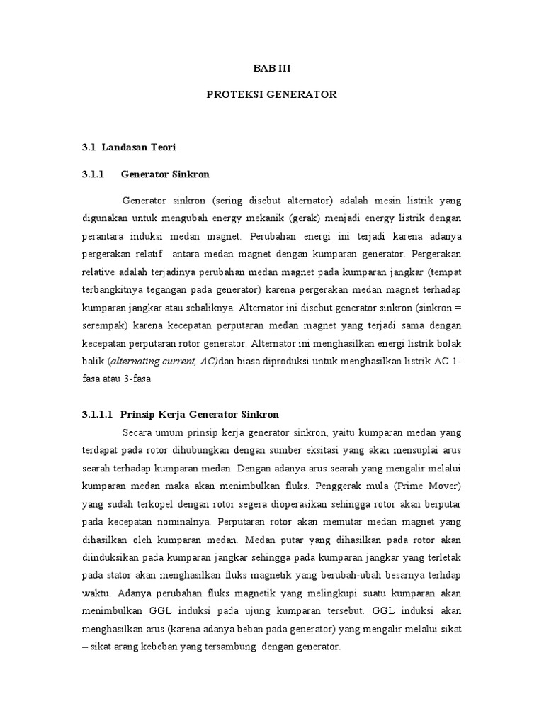 Proteksi dan Komponen Generator Sinkron | PDF | Sains & Matematika
