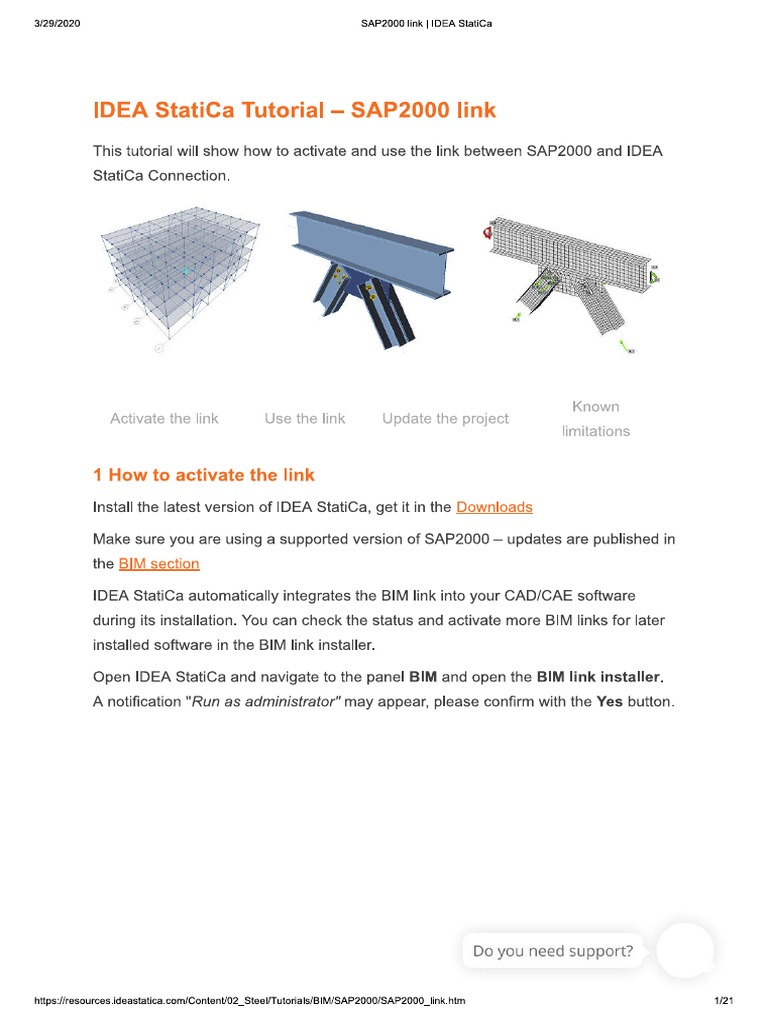 SAP2000 Link - IDEA StatiCa | PDF
