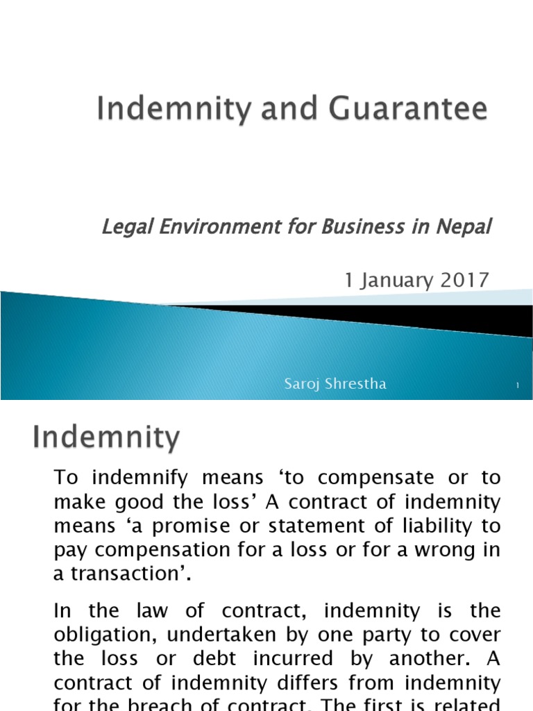 Contract of Indemnity and Guarantee | PDF | Guarantee | Indemnity