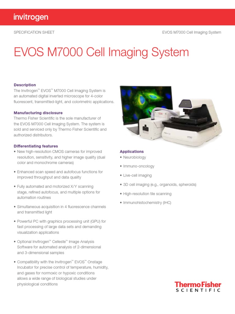 Evos m7000 Cell Imaging System Spec Sheet | PDF | Display Resolution ...