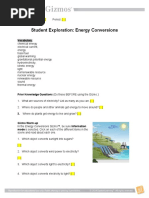 Student Exploration: Energy Conversions | PDF