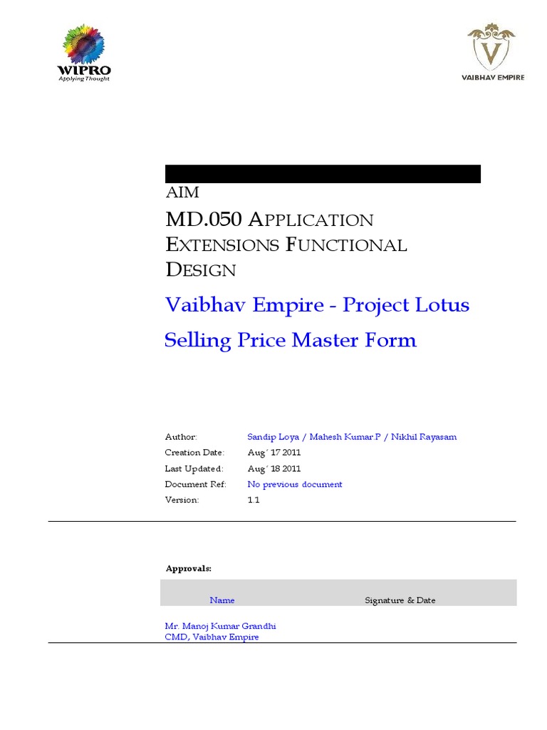 MD050 Selling Price Master Form V1.1 | PDF | Point Of Sale | Software