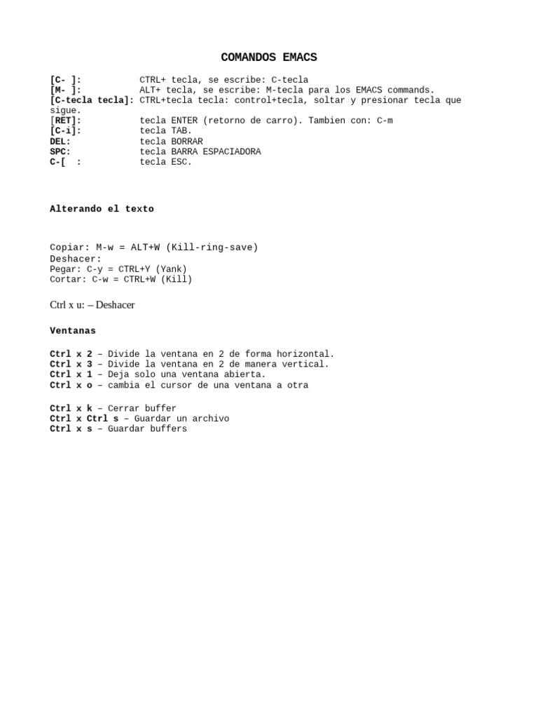 Comandos EMACS PDF | PDF