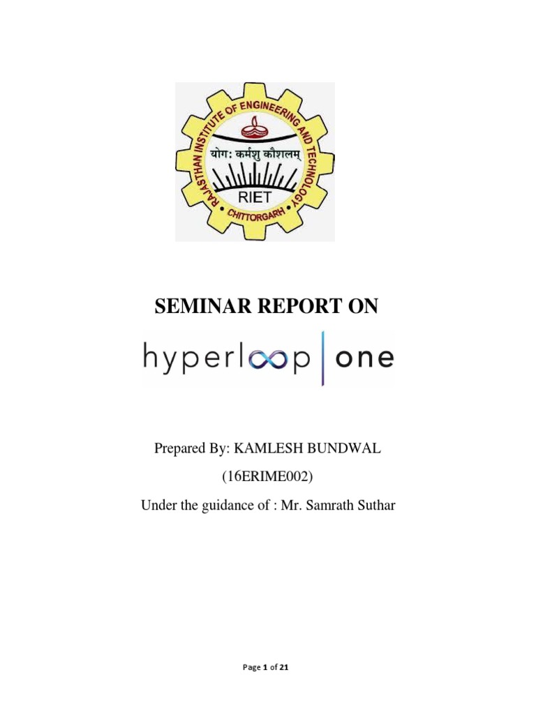 Seminar Report On Hyperloop One | PDF | Hyperloop | Electric Motor