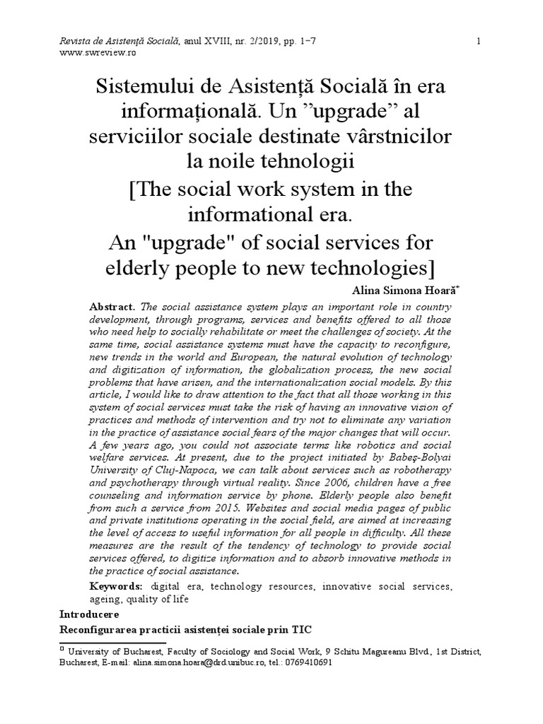 Serviciile de Asistenta Sociala in Era Digitala | PDF | Psychotherapy | Policy