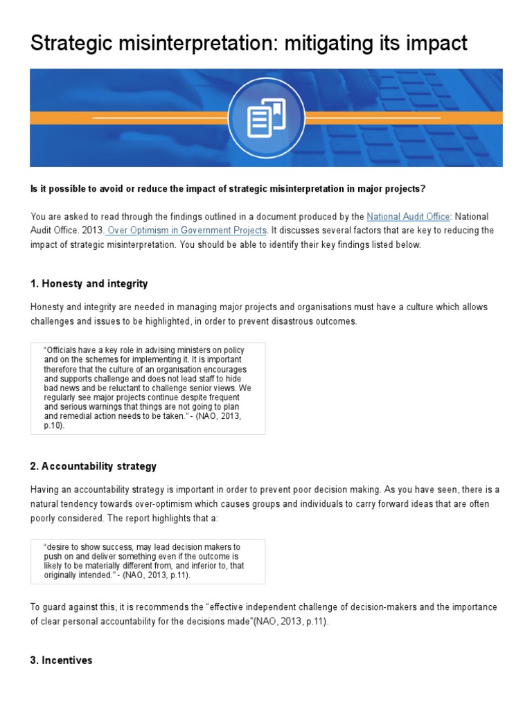 Mitigating Strategic Misinterpretation in Projects | PDF | Optimism ...