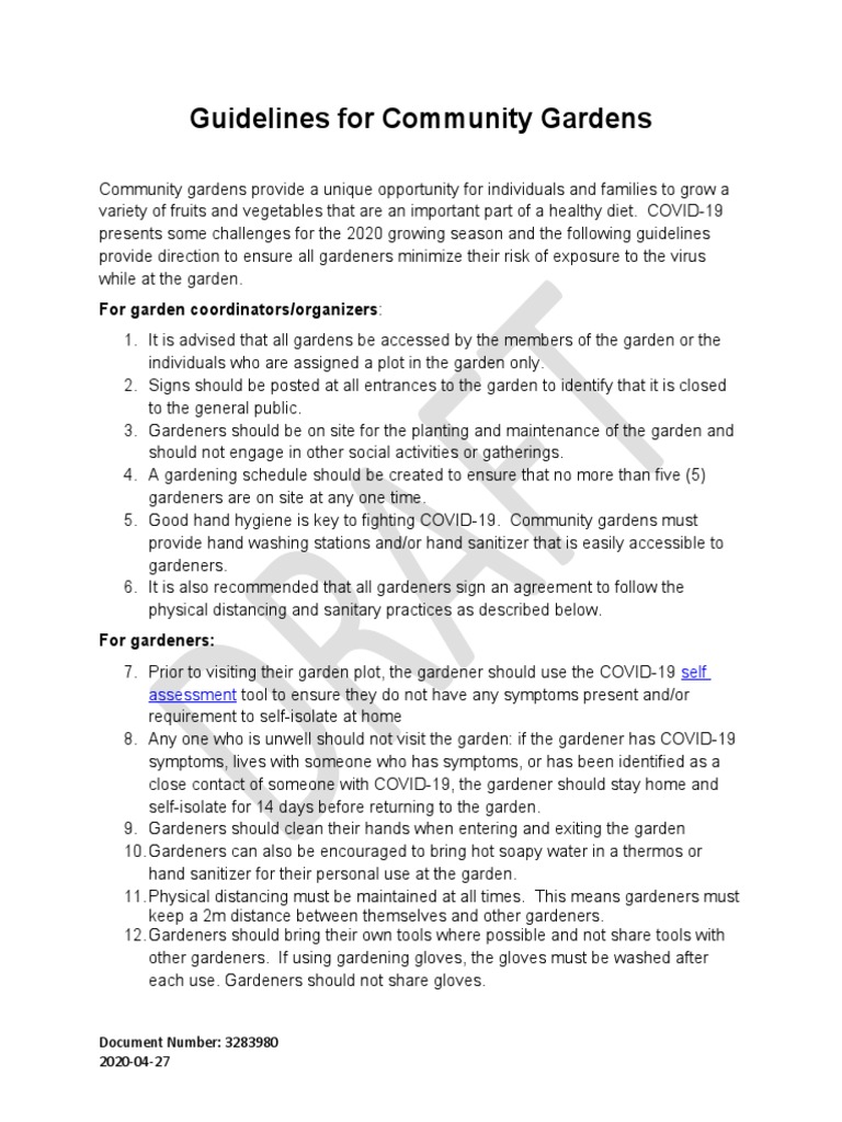 Guidelines For Community Gardens: For Garden Coordinators/organizers ...