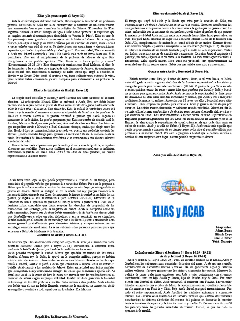 Elías y la lucha contra Acab | PDF | Elijah | Libros de reyes
