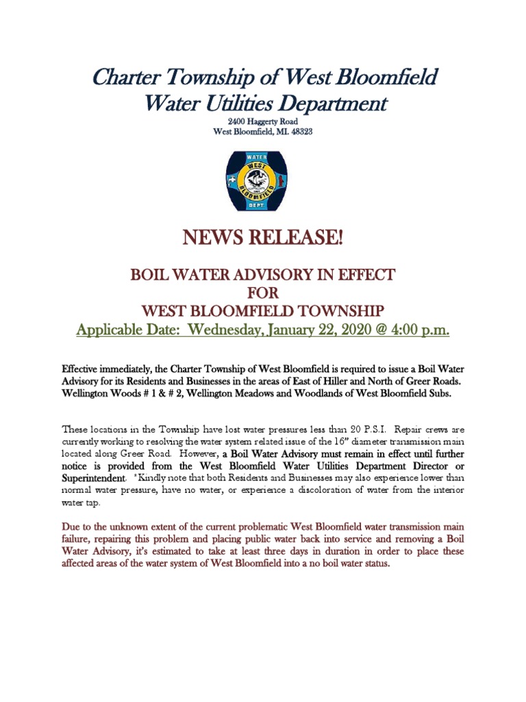 Boil Water Advisory PDF | PDF | Tap Water | Bleach