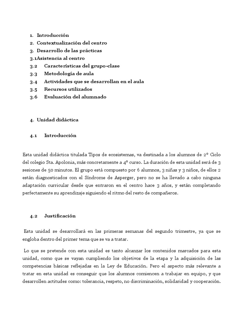 Unidad Didáctica: Tipos de Ecosistemas | PDF | Aprendizaje | Educación ...
