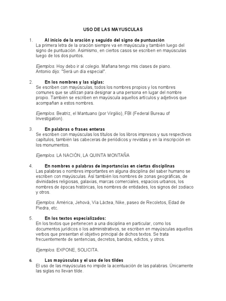 Uso de Las Mayusculas | PDF