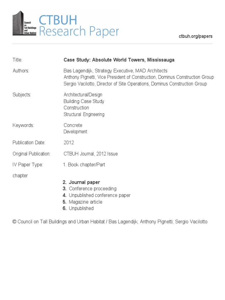 Case Study: Absolute World Towers, Mississauga | PDF | Concrete | Design