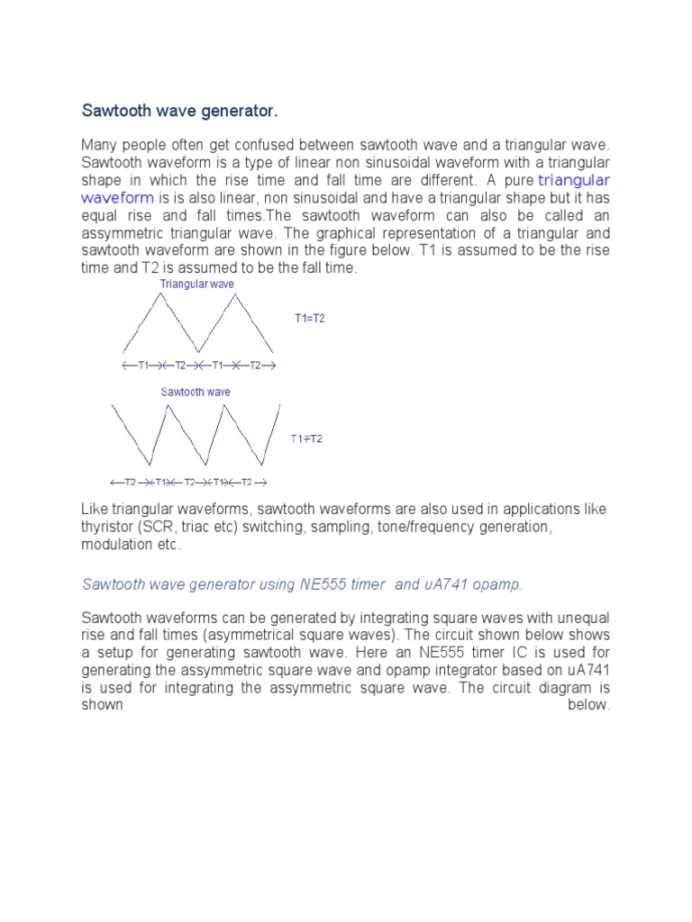 Sawtooth Wave Generator Circuit Design | PDF | Electrical Components ...