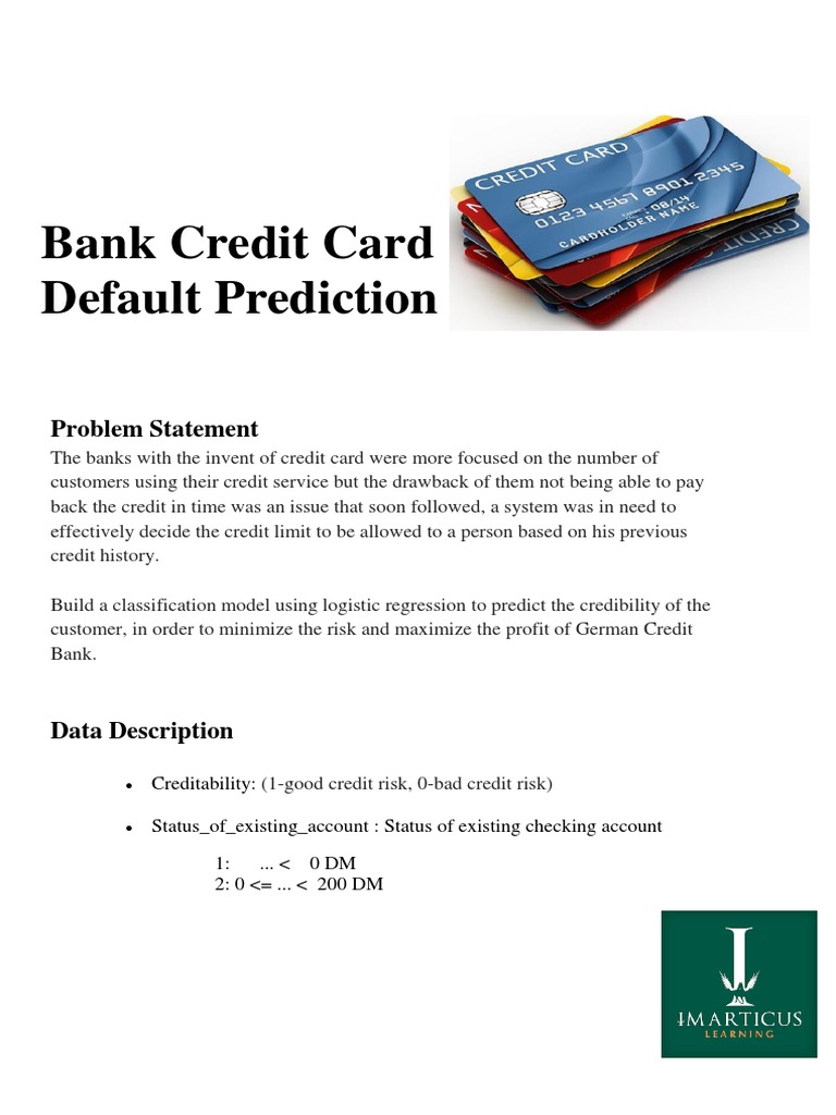 Bank Credit Card Default Prediction: Problem Statement | PDF ...