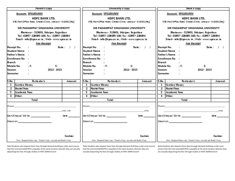 HDFC Challan | PDF | Cheque | Banks