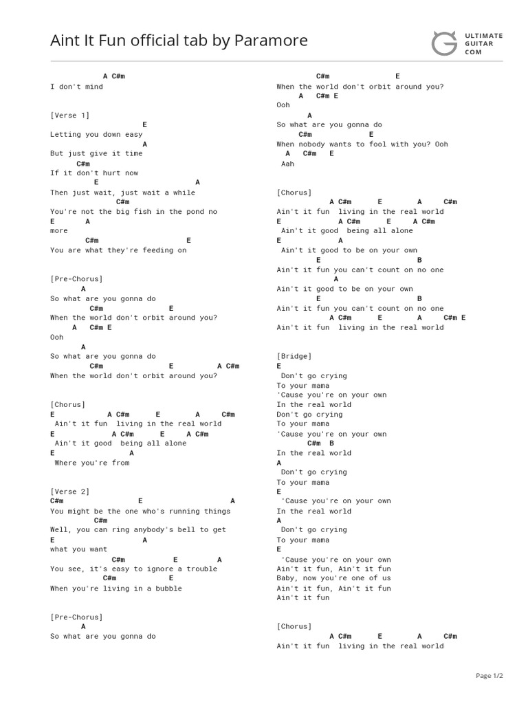 Aint It Fun PDF | PDF | Song Structure | Songs
