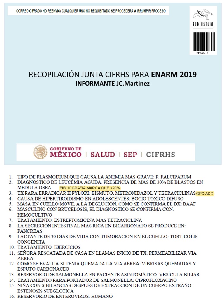 Recopilación Junta Cifrhs para Enarm 2019 PDF | PDF