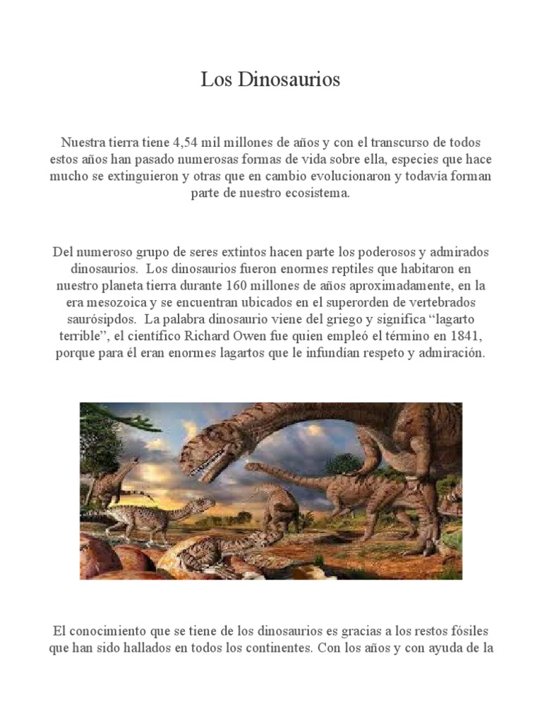 Los Dinosaurios | PDF | Dinosaurios | tiranosaurio