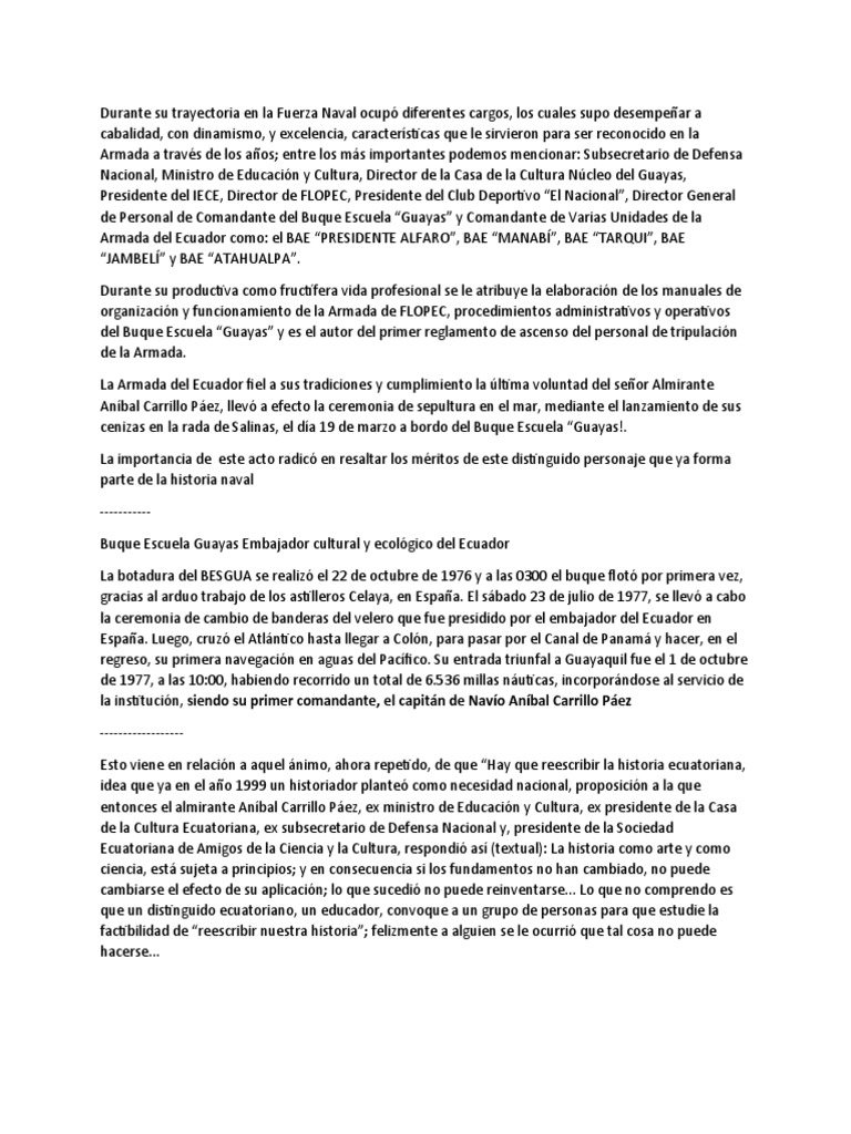 Legado Naval de Aníbal Carrillo Páez | PDF | Ecuador | Buques
