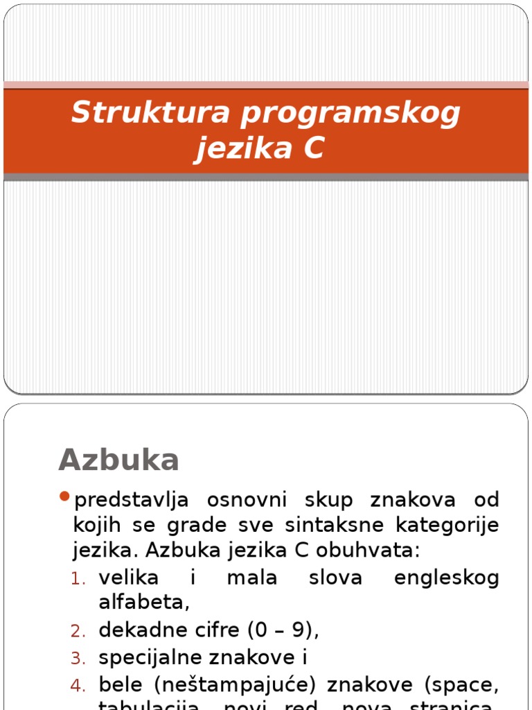Struktura Programskog Jezika C | PDF