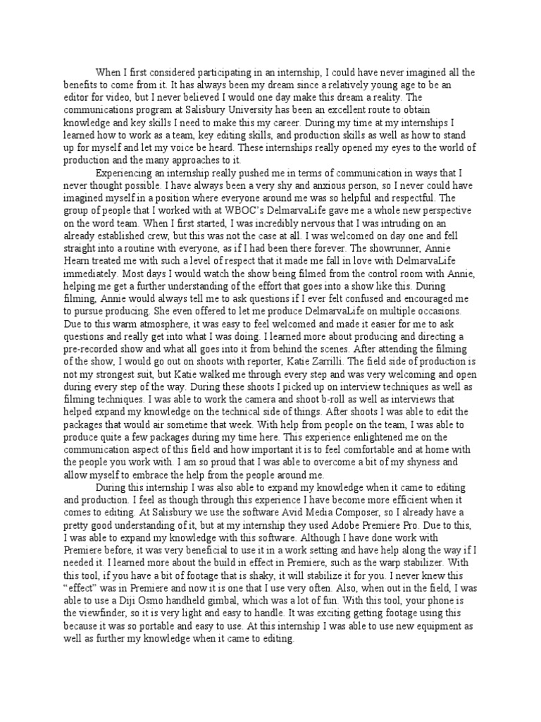 Internship Essay
