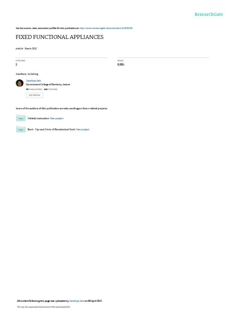 Fixed Functional Appliances: March 2017 | PDF | Orthodontics | Dentistry