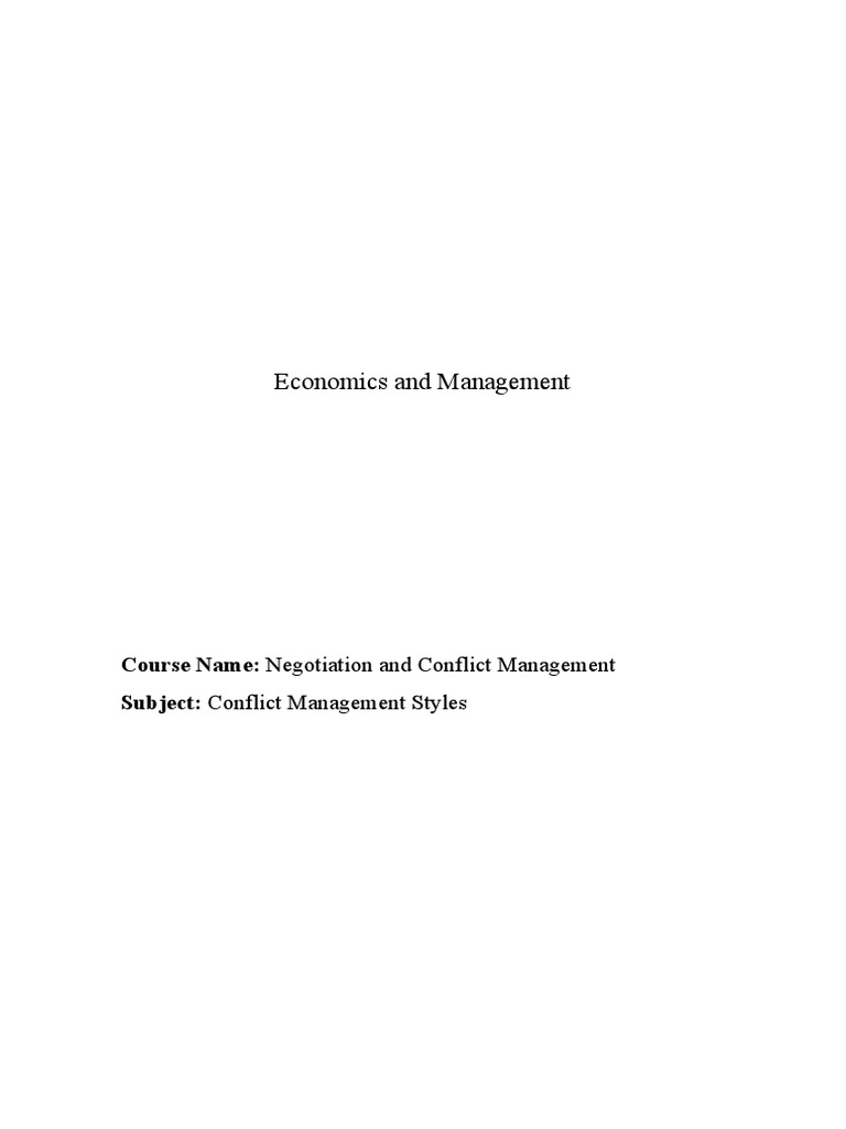 Conflict Management Styles Report | PDF | Conflict (Process) | Bargaining