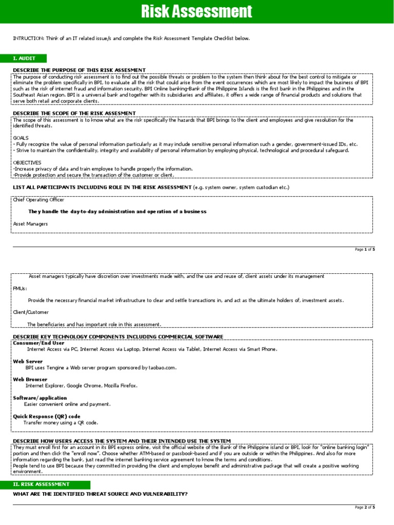 BPI Online Banking Risk Assessment | PDF | Information Security | Risk ...