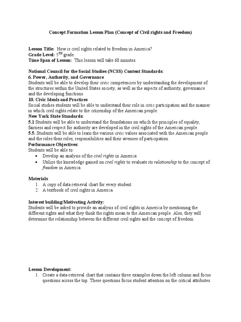 Concept Formation Lesson Plan 1 | PDF | Civil And Political Rights ...