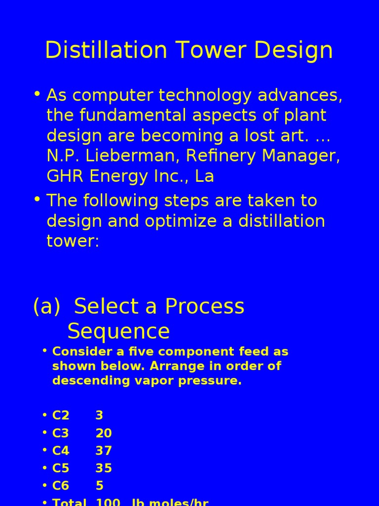 Distillation Tower Design | PDF | Unit Operations | Distillation