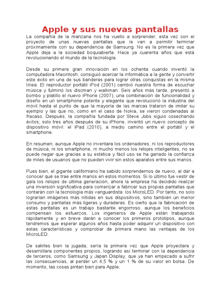 Apple y Sus Nuevas Pantallas | PDF | Apple Inc. | Smartphone