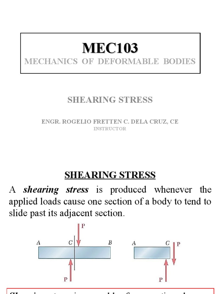 Shearing Stress in Structural Joints | PDF | Stress (Mechanics) | Shear ...