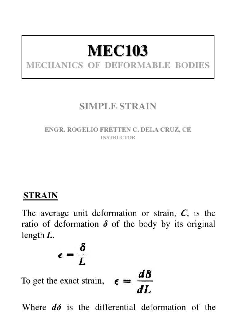 4 - Simple Strain | PDF | Deformation (Engineering) | Deformation ...