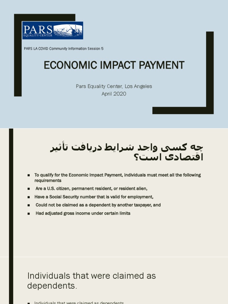 Economic Impact Payment: Pars Equality Center, Los Angeles April 2020 ...