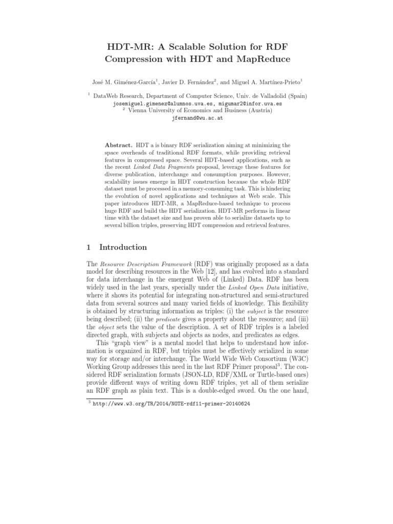 2015 - Giménez-García Et Al - HDT-MR PDF | PDF | Map Reduce | Resource ...