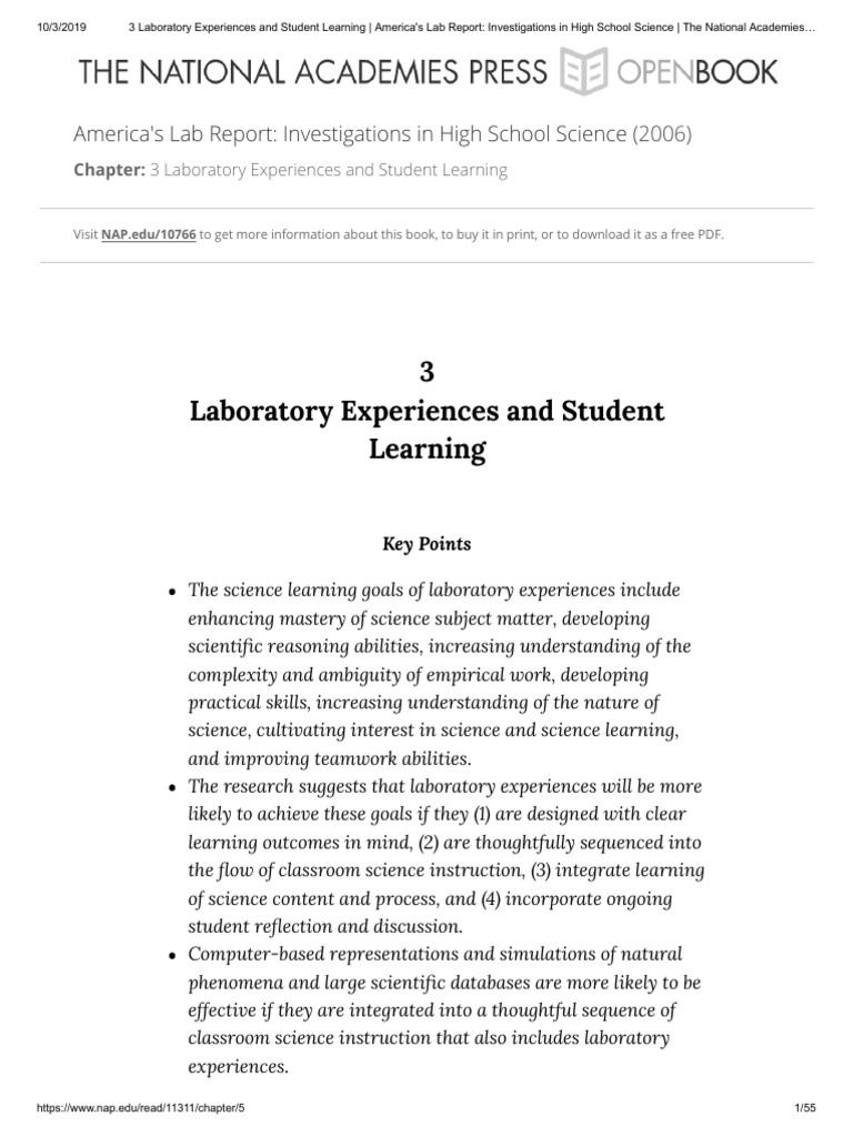 3 Laboratory Experiences and Student Learning - America's Lab Report ...