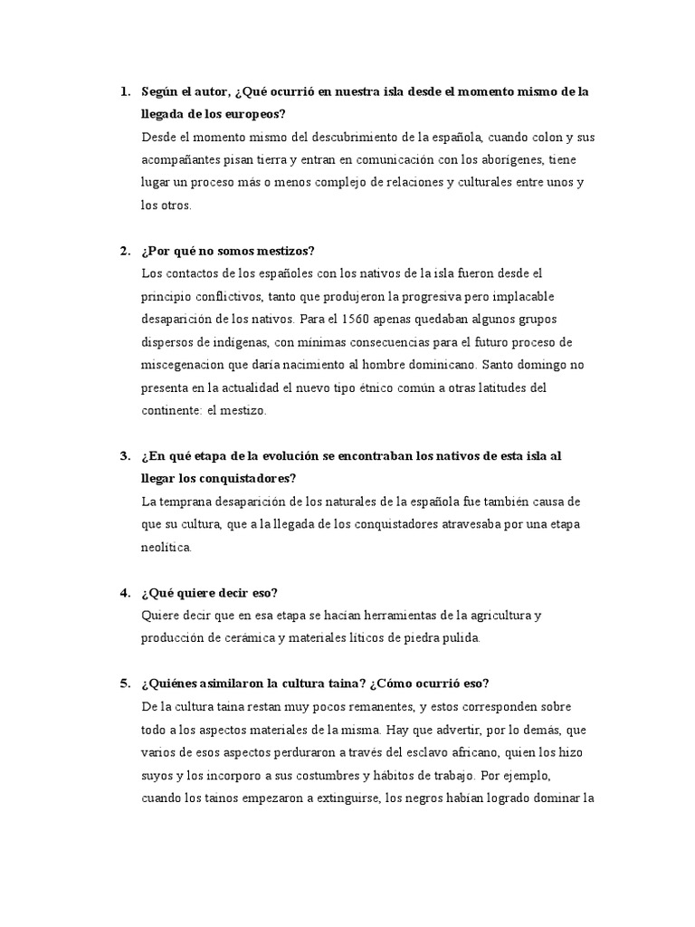 Practica #1 de Cultura Dominicana | PDF | República Dominicana | Esclavitud