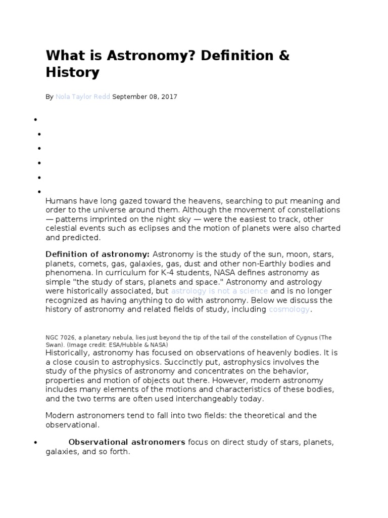 What Is Astronomy? Definition & History: Nola Taylor Redd | PDF ...