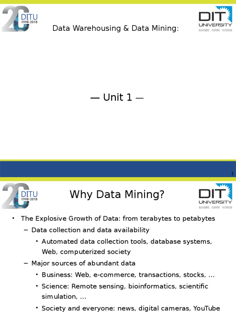 Unit 1: Data Warehousing & Data Mining | PDF | Data Warehouse | Data Mining