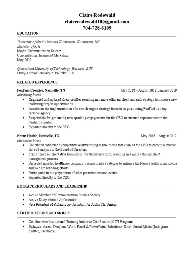 Marketing Graduate with Internship Experience | PDF | Career & Growth