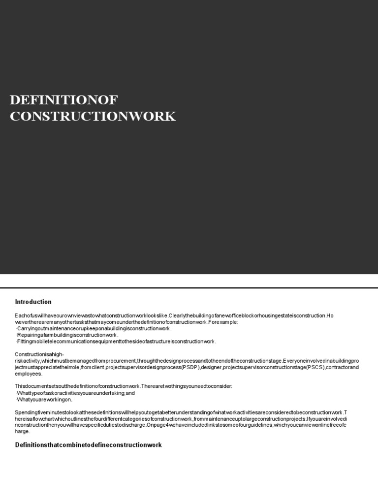 Understanding Construction Work Definitions | PDF | Economic Sectors ...