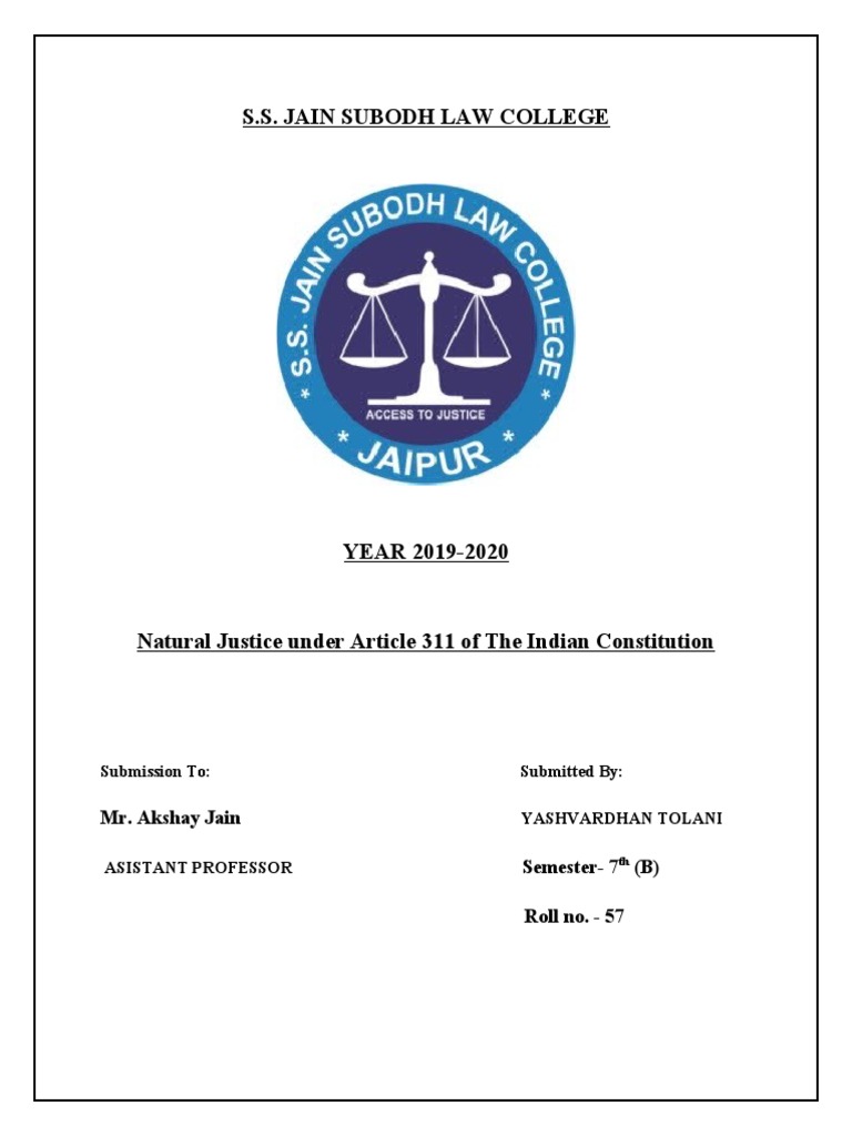 Analysis of the Principles of Natural Justice under Article 311 of the ...