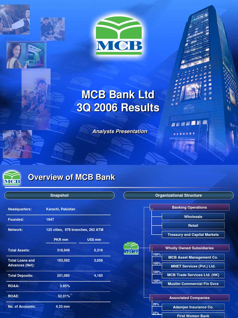 MCB Bank 3Q 2006 Financial Results | PDF | Expense | Banks