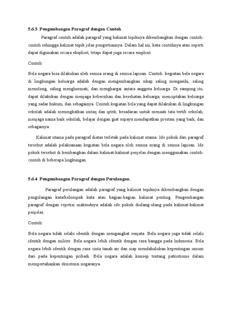 5.6.3 Pengembangan Paragraf Dengan Contoh Paragraf Contoh Adalah ...