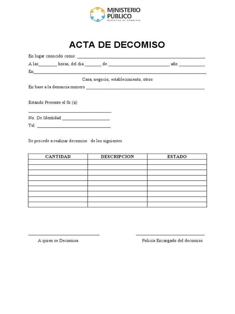 Acta de Decomiso | PDF