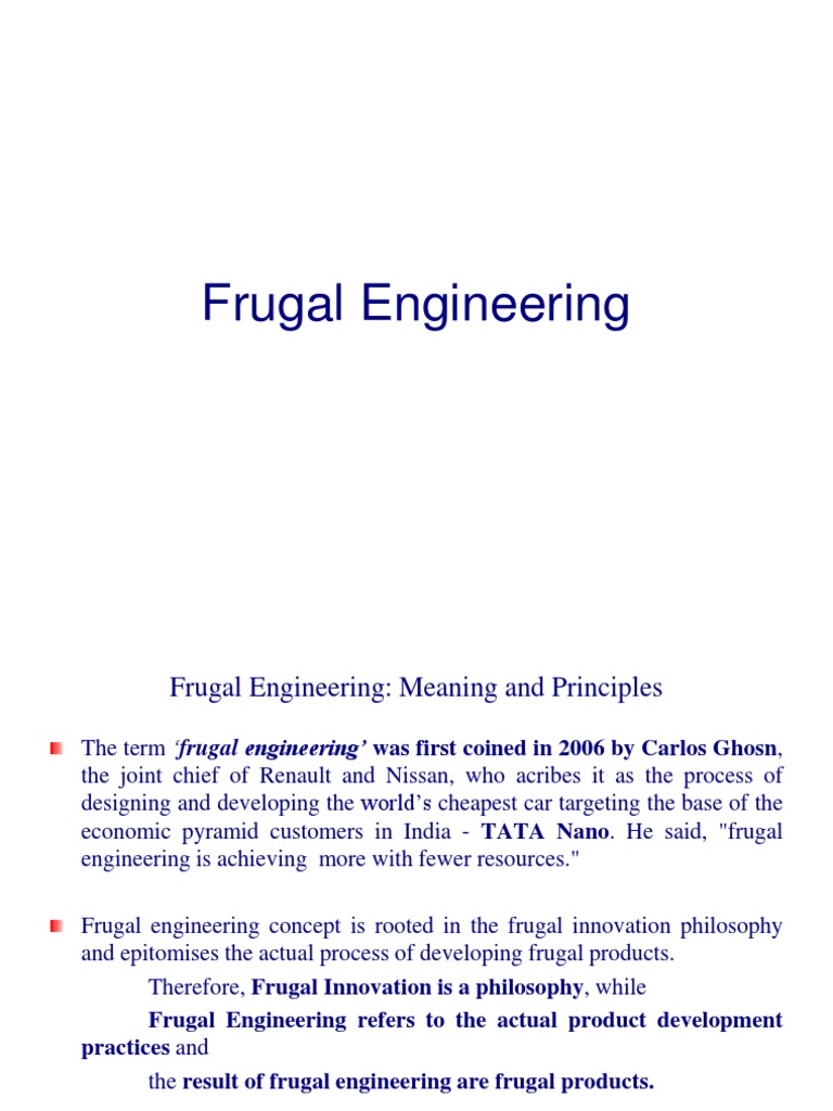 Frugal Engineering Principles Guide | PDF | Innovation | Engineering