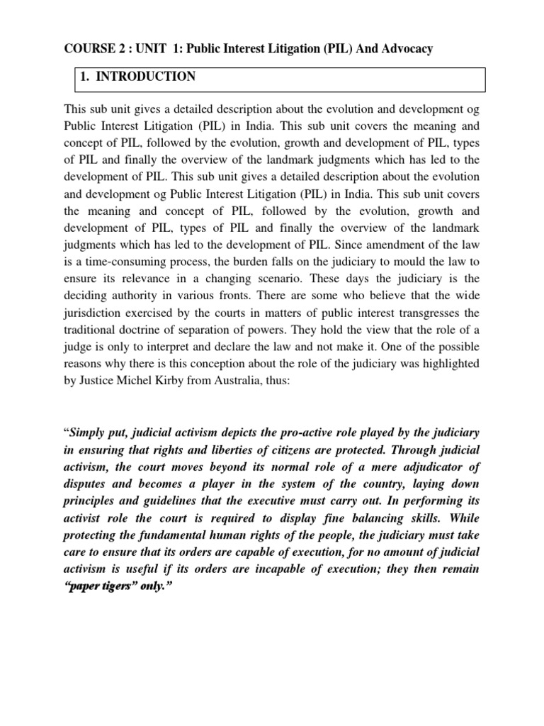 The Evolution of Public Interest Litigation in India: Protecting Marginalized Groups Through ...